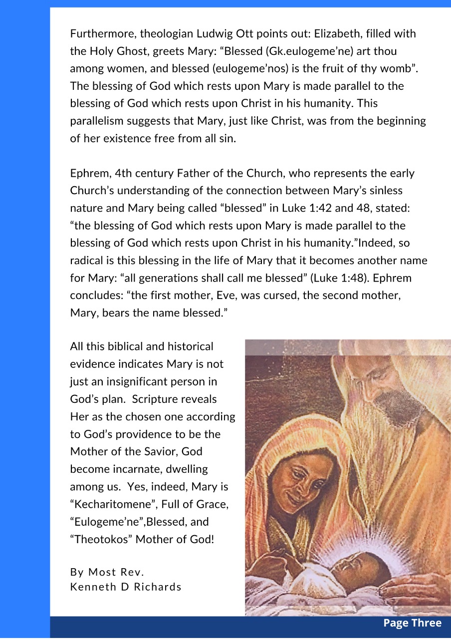 Mary: Kaire, Kecharitomene – Hail, Full of Grace – Archbishop Kenneth ...