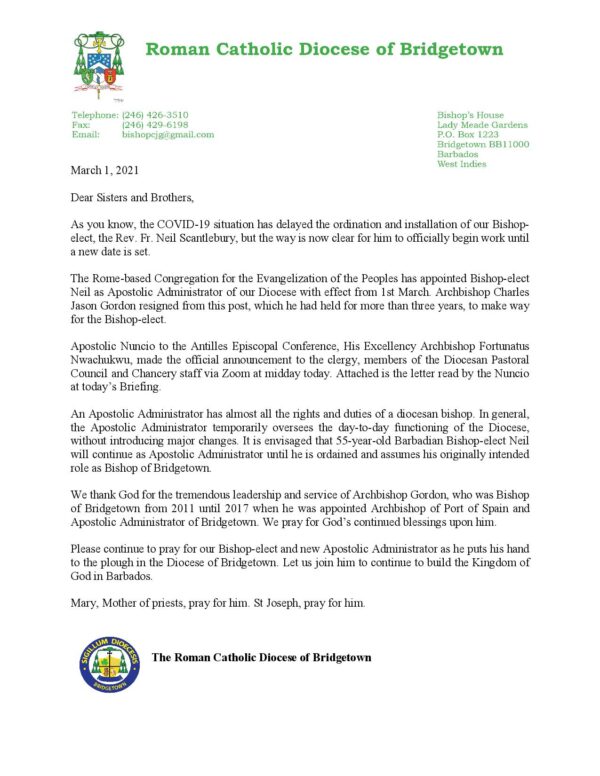 Apostolic Administrator – Bishop Elect Neil Scantlebury – Antilles ...